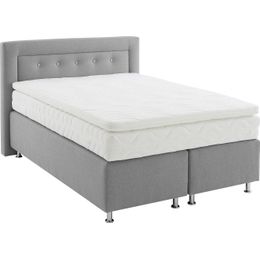 Boxspringbett, grau, B:155cm L:210cm, Bezug: Feinstruktur 100% Polyester, Westfalia Schlafkomfort, Komplettbetten, Boxspringbett, wahlweise mit Topper