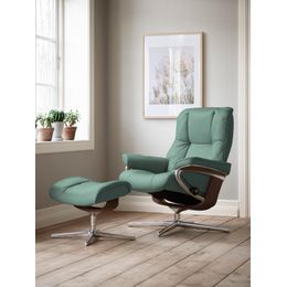 Fußhocker stressless "Mayfair" Hocker Gr. B/H/T: 55 cm x 41 cm x 39 cm, Leder PALOMA, Cross Base Braun, grün (aqua green paloma) mit Cross Base, Größe S, M & L, Holzakzent Braun