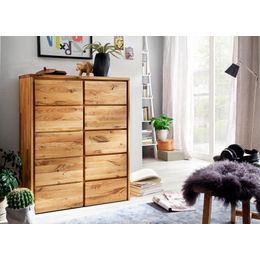 Kommode Home Affaire "Zetra" Sideboards Gr. B/H/T: 88 cm x 114 cm x 42 cm, 5, beige (naturfarben) aus Massivholz, alle Schubladen mit Soft-Close-Funktion, Breite 88 cm