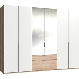 Kleiderschrank wimex "New York" Schränke Gr. B/H/T: 270 cm x 208 cm x 58 cm, 6 St., weiß (struktureichefarben hell,weiß, spiegel) mit Spiegeltür