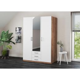 Kleiderschrank Priess "Amsterdam" Schränke Gr. B/H/T: 140 cm x 193 cm x 56 cm, ohne Beleuchtung, 3 St., weiß (astkernbuche, weiß) mit oder ohne LED-Beleuchtung