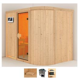 Karibu Sauna "Thyra 4" Saunen 9-kW-Ofen mit externer Steuerung beige (naturbelassen)