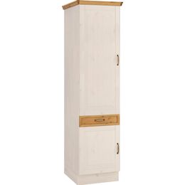 Hochschrank Home Affaire "Fanö" Schränke Gr. B/H/T: 56 cm x 205 cm x 58 cm, 2 St., weiß (weiß, natur)