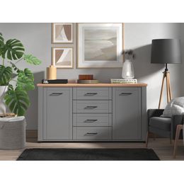 Kommode Home Affaire "Valencia" Sideboards Gr. B/H/T: 161 cm x 85,5 cm x 41 cm, 4, grau (graphite grau, artisan eiche, mat)