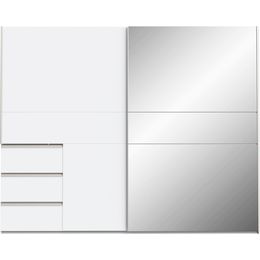 Schwebetürenschrank FORTE Schränke Gr. B/H/T: 250,1 cm x 200,5 cm x 61,0 cm, 2 St., weiß mit 3 Schubladen