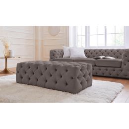 Guido Maria Kretschmer Home & Living Polsterhocker GUIDO MARIA KRETSCHMER HOME&LIVING "Kalina" Hocker Gr. B/H/T: 120 cm x 42 cm x 55 cm, Struktur, braun mit klassischer Chesterfield-Knopfheftung