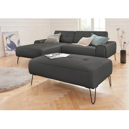 Hocker exxpo - SOFA FASHION "Taranto" Gr. B/H/T: 124 cm x 47 cm x 77 cm, Naturleder MADRAS-Kunstleder SOFTLUX, schwarz Polsterhocker Hocker