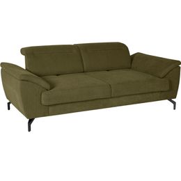 Sit & More 2,5-Sitzer SIT & MORE "Percy", gr&uuml;n, B:207cm T:112cm, Sofas, 15 cm Fu&szlig;h&ouml;he, Sitztiefenverstellung, wahlweise Kopfteilverstellung