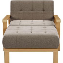 Sit & More Recamiere SIT & MORE "Billund", braun (nougat), B:109cm H:88cm T:185cm, 95% Polyester 5% Polyamid, Sofas, Armlehnen aus eichefarbigem Buchenholz, verschiedene Bezüge und Farben