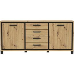 Sideboard FORTE Sideboards Gr. B/H/T: 178,4 cm x 81,3 cm x 41,5 cm, 4, schwarz (artisan eiche, eiche) Breite 178 cm