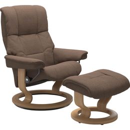 Fußhocker stressless "Mayfair" Hocker Gr. B/H/T: 55cm x 38cm x 39cm, ROHLEDER Stoff Q2 FARON, Classic Base Eiche, braun (dark beige q2 faron) mit Classic Base, Gestell Eiche