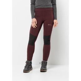 Trekkinghose Jack Wolfskin "KAMMWEG TIGHTS W", Damen, Gr. XS (34), Normalgrößen, braun (schwarz, maroon), 1. OBERSTOFF 59% POLYAMID, 22% POLYESTER, 19% ELASTHAN 2. OBERSTOFF 88% POLYESTER, 12% ELASTHAN FUTTER 75% POLYAMID, 25% ELASTHAN, Hosen