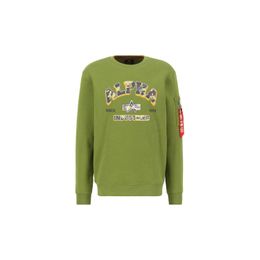 Sweater Alpha Industries "Alpha Industries Men - Sweatshirts College Camo Sweater" Gr. L, grün (moss green) Herren Sweatshirts