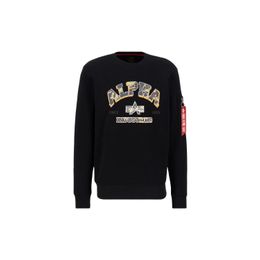 Sweater Alpha Industries "Alpha Industries Men - Sweatshirts College Camo Sweater" Gr. L, schwarz, Herren, Obermaterial: 80% Baumwolle, 20% Polyester, Sweatshirts