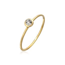 Fingerring Elli Premium "Solitär Mondstein Edelstein 375 Gelbgold" Fingerringe Gr. 52 mm, mit Steinen, Gelbgold 375, 1 mm, goldfarben (gold, transparent) Damen