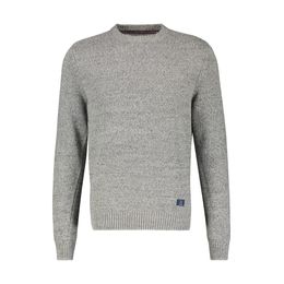 Strickpullover Lerros "Lerros Flachstrickpullover in lebendiger Strickoptik" Gr. XXL, grau (platinum grey m) Herren Pullover