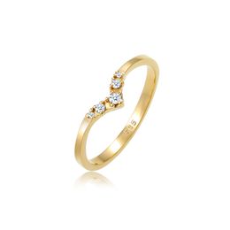 Verlobungsring Elli DIAMONDS "Verlobungsring V-Form Diamant 0.07 ct 585 Gelbgold" Fingerringe Gr. 52 mm, 0.002 ct P1 = bei 10-facher Vergrößerung erkennbare Einschlüsse, Gelbgold 585, 1 mm, goldfarben (gold, weiß) Damen