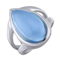 Fingerring JAMELLI "925 Silber rhodiniert Quarz hellblau (beh.)" Fingerringe Gr. 052 (16,6), 8,1 ct, Silber 925 (Sterlingsilber), weiß (weiß, blau) Damen