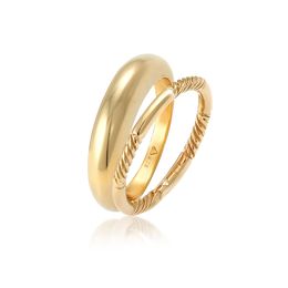 Ring-Set Elli "Bandring Gedreht Basic Set (2 tlg) 925 Silber" Gr. 52, gold, Fingerringe, Damen, 52mm, ohne Stein, Silber 925 (Sterlingsilber)