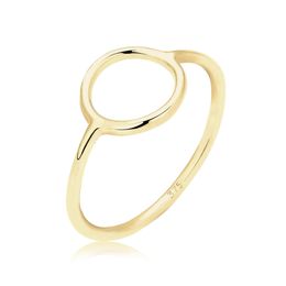 Fingerring Elli Premium "Geo Trend Look Kreis Statement 375 Gelbgold" Fingerringe Gr. 52mm, ohne Stein, Gelbgold 375, 1.2mm, goldfarben (gold) Damen