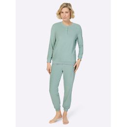 wäschepur Schlafanzug WÄSCHEPUR Gr. 40/42, blau (kalkmint, weiß) Damen Homewear-Sets