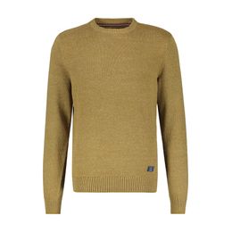 Strickpullover Lerros "Lerros Flachstrickpullover in lebendiger Strickoptik" Gr. L, braun (dried tobacco) Herren Pullover