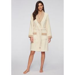 Bademantel Vivance Dreams Gr. XL/44 (46), beige (taupe, sand, gestreift) Damen Hausmäntel