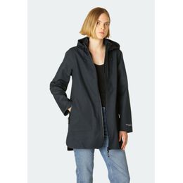 Regen- und Matschjacke Ilse Jacobsen "RAIN135" Gr. 46, blau (schwarz indigo), Damen, Obermaterial: 94% Polyester, 6% Elasthan; Futter: 100% Polyester, Jacken, Abnehmbare Kapuze, Schlitze an den Seitennähten