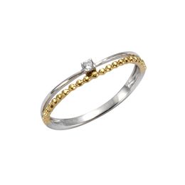 Fingerring Celesta "375 Gold zweifarbig Zirkonia weiß" Fingerringe Gr. 054 (17,2), 0,05 ct, Gold, gelb (gelb, weiß) Damen