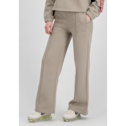 Jogginghose Alpha Industries "Alpha Industries Women - Jogger X-Fit Label Wide Wmn" Gr. L, Normalgrößen, beige (vintage sand) Damen Hosen