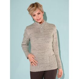 Stehkragenpullover CLASSIC "Pullover" Gr. 40, beige (sand, dunkeltaupe, meliert) Damen Pullover