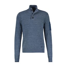 Strickpullover Lerros "Lerros Troyer in lebendiger Strickoptik" Gr. M, blau (deep blue) Herren Pullover