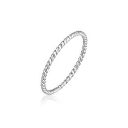 Fingerring Elli Premium "Twisted Gedreht Basic Minimal Look 585 Weißgold" Fingerringe Gr. 52 mm, ohne Stein, Weißgold 585, 1.5 mm, silberfarben (silber) Damen