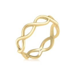 Fingerring Elli Premium "Infinity Trend 375 Gelbgold" Fingerringe Gr. 52 mm, ohne Stein, Gelbgold 375, 5 mm, goldfarben (gold) Damen