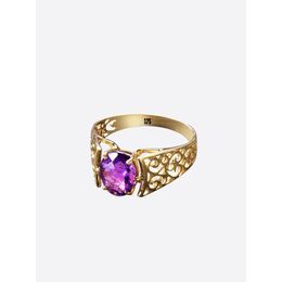 Fingerring Lady Fingerringe Gr. 16, Glas-Gold-Metall, goldfarben (gelbgold 375) Damen