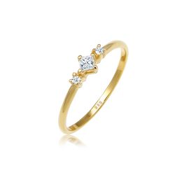 Verlobungsring Elli DIAMONDS "Prinzessschliff Diamant (0.13 ct) 585 Gelbgold" Fingerringe Gr. 52 mm, 0.006 ct P1 = bei 10-facher Vergrößerung erkennbare Einschlüsse, Gelbgold 585, 1.2 mm, goldfarben (gold, weiß) Damen