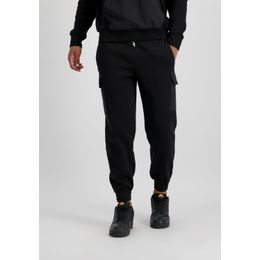 Jogginghose Alpha Industries "Alpha Industries Men - Jogger Sweat Nylon Cargo Jogger" Gr. L, Normalgrößen, schwarz (black) Herren Hosen