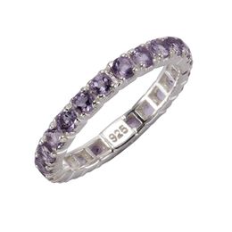 Fingerring ZEEme "925/- Sterling Silber rhodiniert Amethyst" Fingerringe Gr. 054 (17,2), Silber 925 (Sterlingsilber), weiß (weiß, lila) Damen