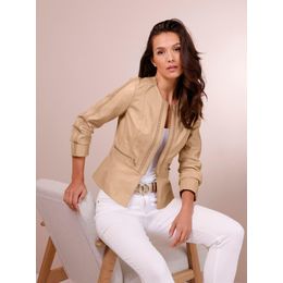 Lederblazer CREATION L PREMIUM "Lammnappa-Lederblazer" Gr. 38, braun (camel), Damen, 100% Lammnappaleder, Blazer