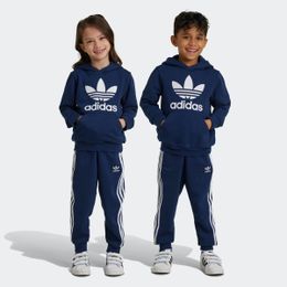 Trainingsanzug adidas originals "HOODIE SET" Gr. 110, blau (night indigo) Kinder Sportanzüge Trainingsanzüge