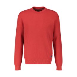 Strickpullover Lerros "Lerros Strickpullover, O-Neck" Gr. L, grau (lava red) Herren Pullover