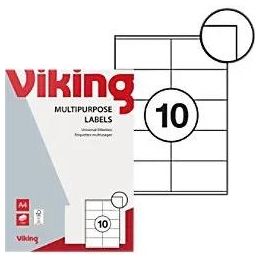 Viking Universaletiketten Selbsthaftend 105 x 57mm Weiß 100 Blatt mit 10 Etiketten