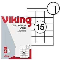 Viking Universaletiketten Selbsthaftend 70 x 50,8mm Weiß 100 Blatt mit 15 Etiketten