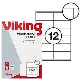 Viking Universaletiketten Selbsthaftend 96,5 x 42,3 mm Weiß 100 Blatt mit 12 Etiketten