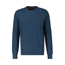 Strickpullover Lerros "Lerros Strickpullover, O-Neck" Gr. L, blau (deep blue) Herren Pullover