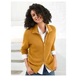 Strickjacke Casual Looks Gr. 40, gelb (maisgelb) Damen Strickjacken