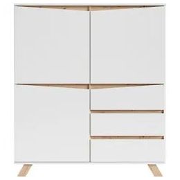 Highboard Inosign "Valentin" Sideboards Gr. B/H/T: 120 cm x 137 cm x 38 cm, Weiß / Artisan Eiche, 3 St., weiß 3 Schubkästen und Türen, Breite 120cm in modernem Scandi - Design