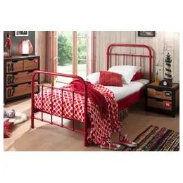 Kinderbett Vipack, rot, B:95cm H:100cm L:210cm, Betten, Metallbett, Jugendbett, Einzelbett mit Lattenrost