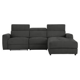 Ecksofa Home Affaire "Sentrano, L-Form" Sofas Gr. B/H/T: 275cm x 82cm x 164cm, Webstoff, Recamiere rechts, mit motorischer Relaxfunktion-mit USB-Anschluss, grau (anthrazit) 275 cm, man. o. elektr. Relaxfunktion und USBKopfverstellung