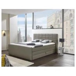 Boxspringbett Inosign "Lethbridge" Komplettbetten Gr. Kunstleder Massivholz-Kunststoff-Kunstleder, Liegefläche B/L: 160cm x 200cm, Gewicht bis: 80 kg H2, 7-Zonen-Taschen-Federkernmatratze, grau (elephant) Boxspringbett inkl. Bettkasten und Topper, zwei Matratzenarten in H2